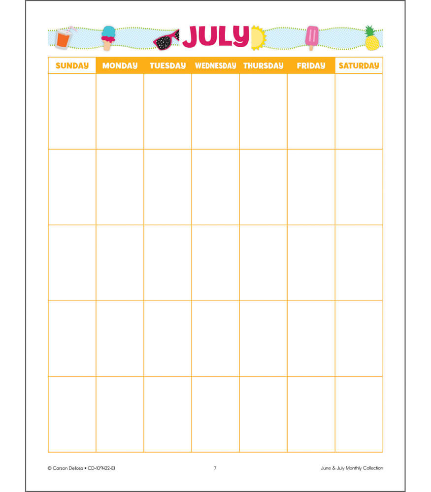 June and July Monthly Printable Collection Grade 3