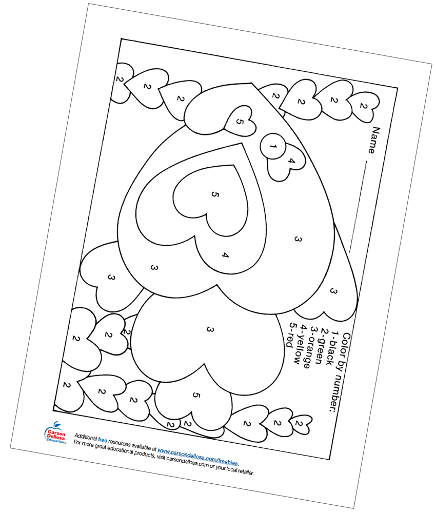 Valentines Color by Number Free Printable | Carson Dellosa