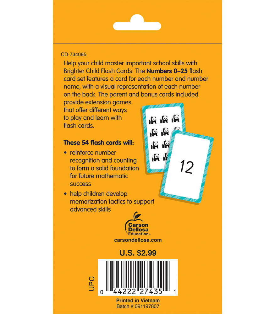 Grade PK-1 Numbers 0-25 Flash Cards