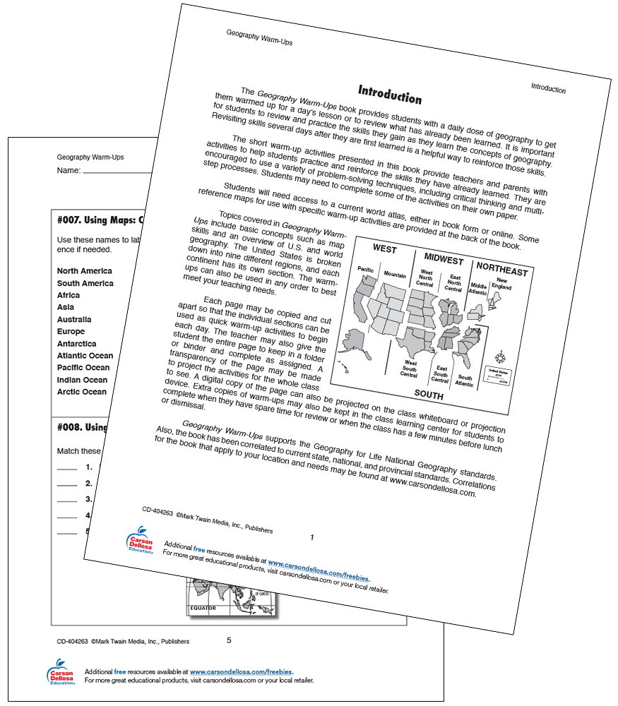 16 Using Maps Class Warm-Ups Free Printable | Carson Dellosa