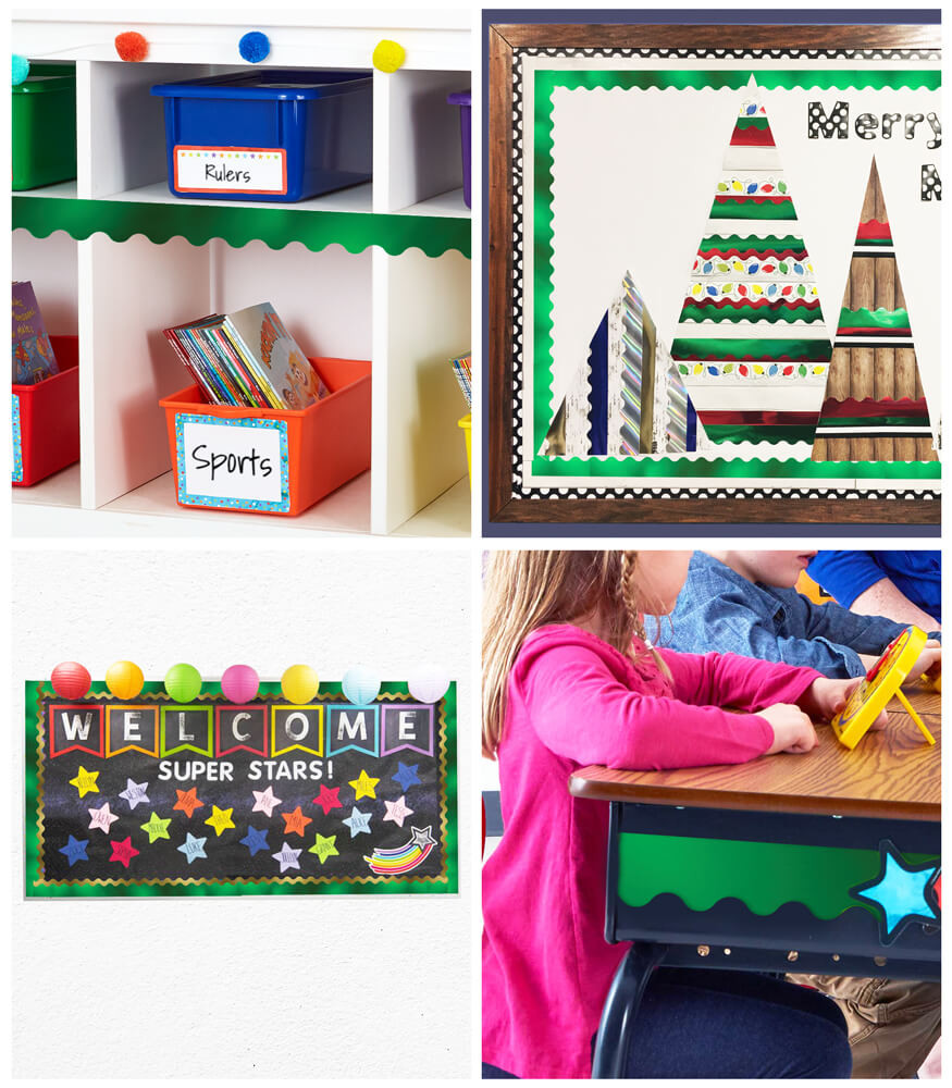 Emerald Green Foil Scalloped Bulletin Board Borders
