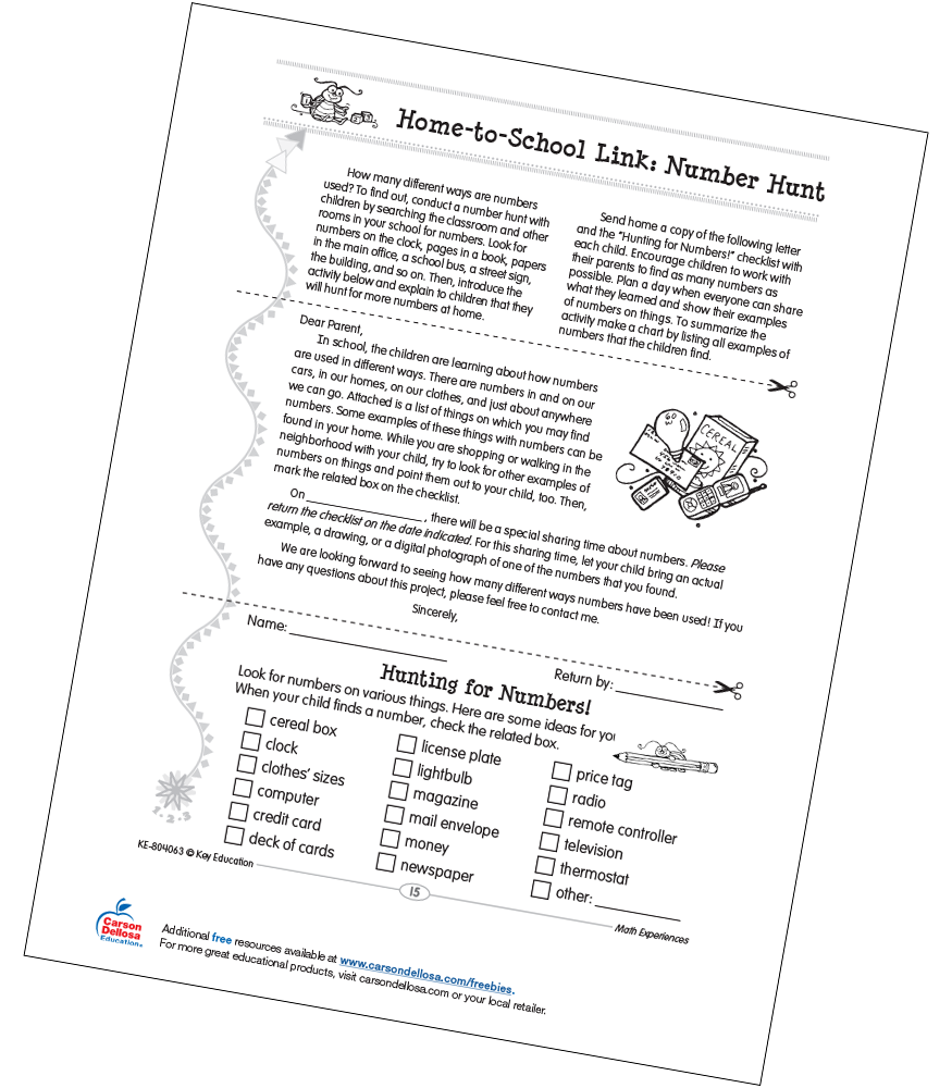 Home-to-School Link: Number Hunt Free Printable | Carson Dellosa