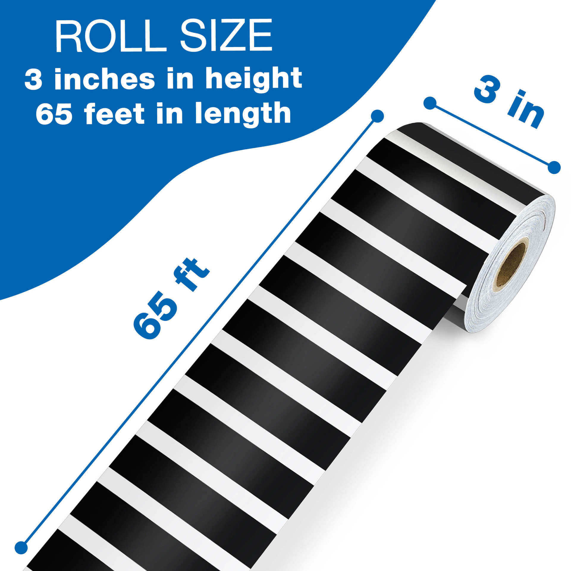 65' Black and White Vertical Stripes Rolled Straight Bulletin Board ...