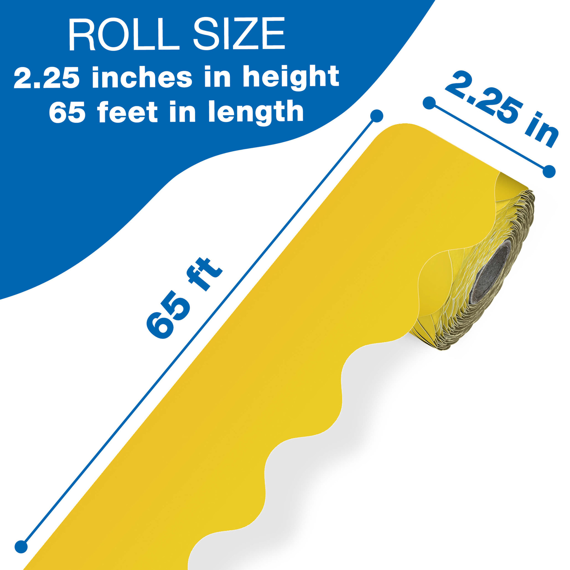 65' Yellow Rolled Scalloped Bulletin Board Borders