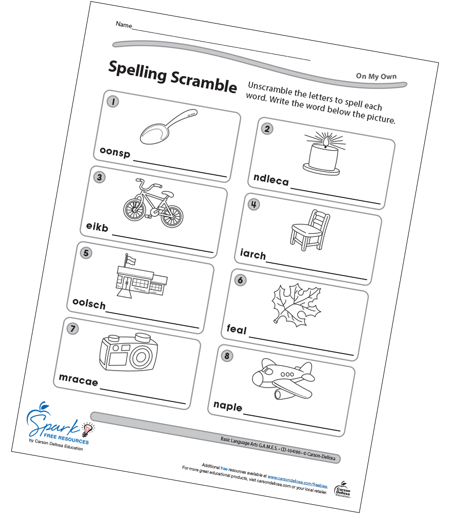 Spelling Scramble Free Printable | Carson Dellosa