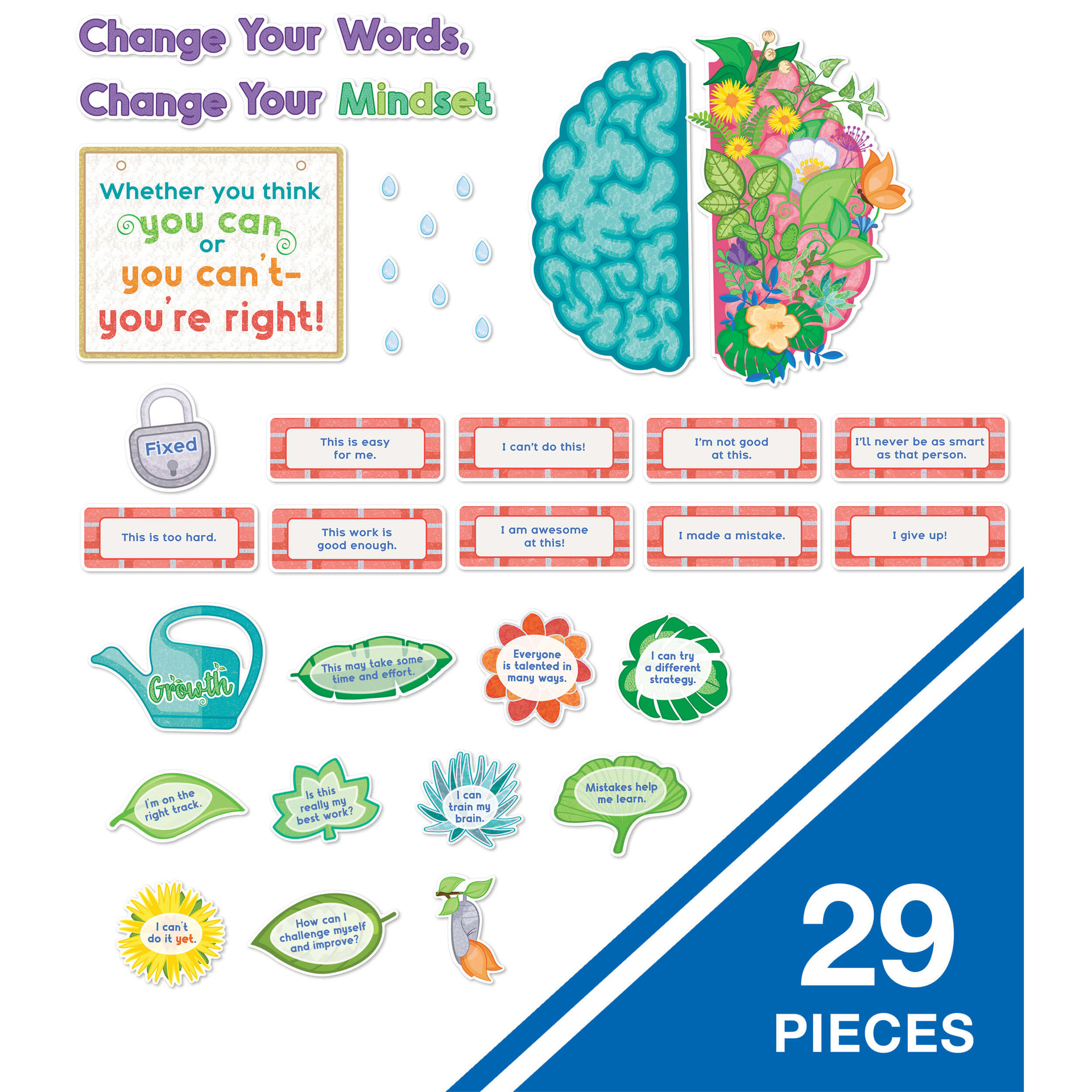 Bloom with a Growth Mindset Bulletin Board Set