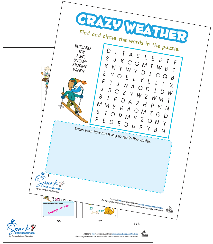 Crazy Weather Winter Word Search Free Printable | Carson Dellosa