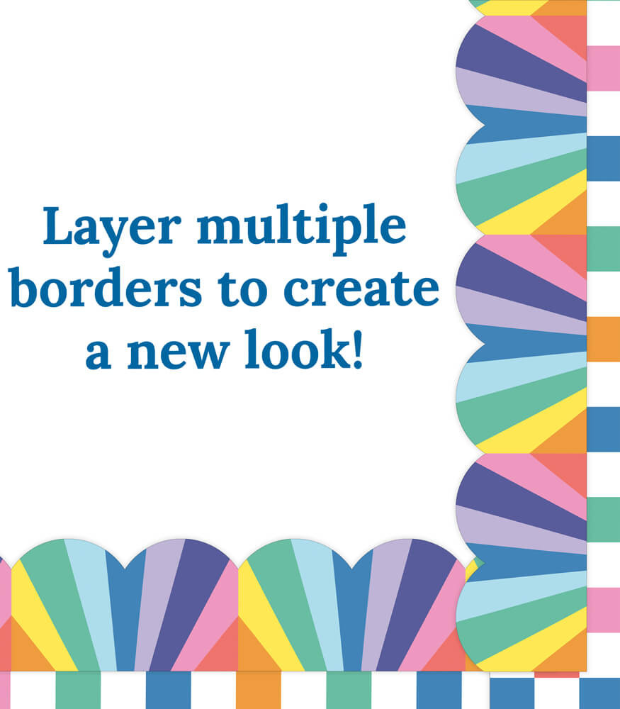 Checkered Rainbow Straight Bulletin Board Borders 36'