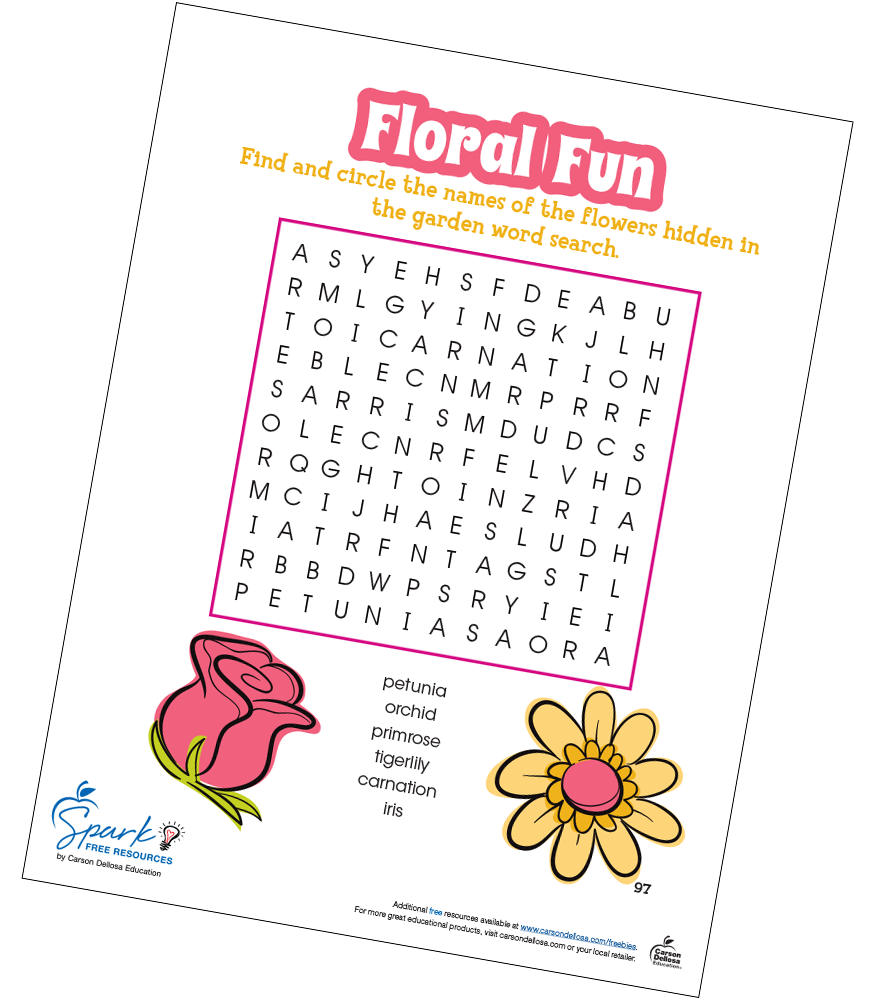 Floral Fun Spring Word Search Free Printable | Carson Dellosa