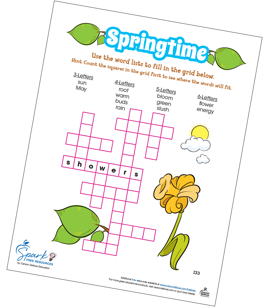 Springtime Letter Count Crossword Puzzle Free Printable | Carson Dellosa
