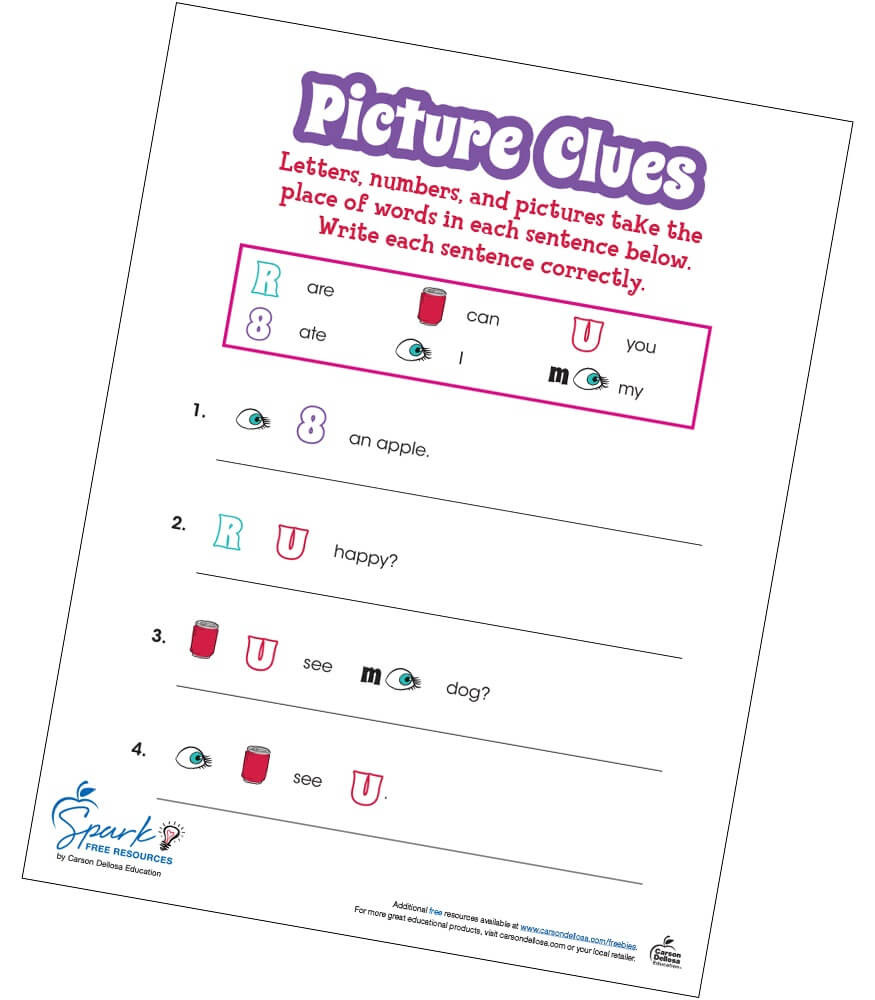 Picture Clues Puzzle Free Printable | Carson Dellosa