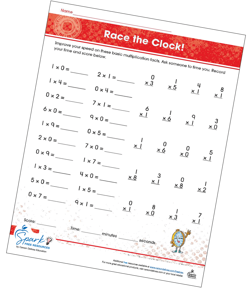 Race the Clock! Multiplication Free Printable | Carson Dellosa