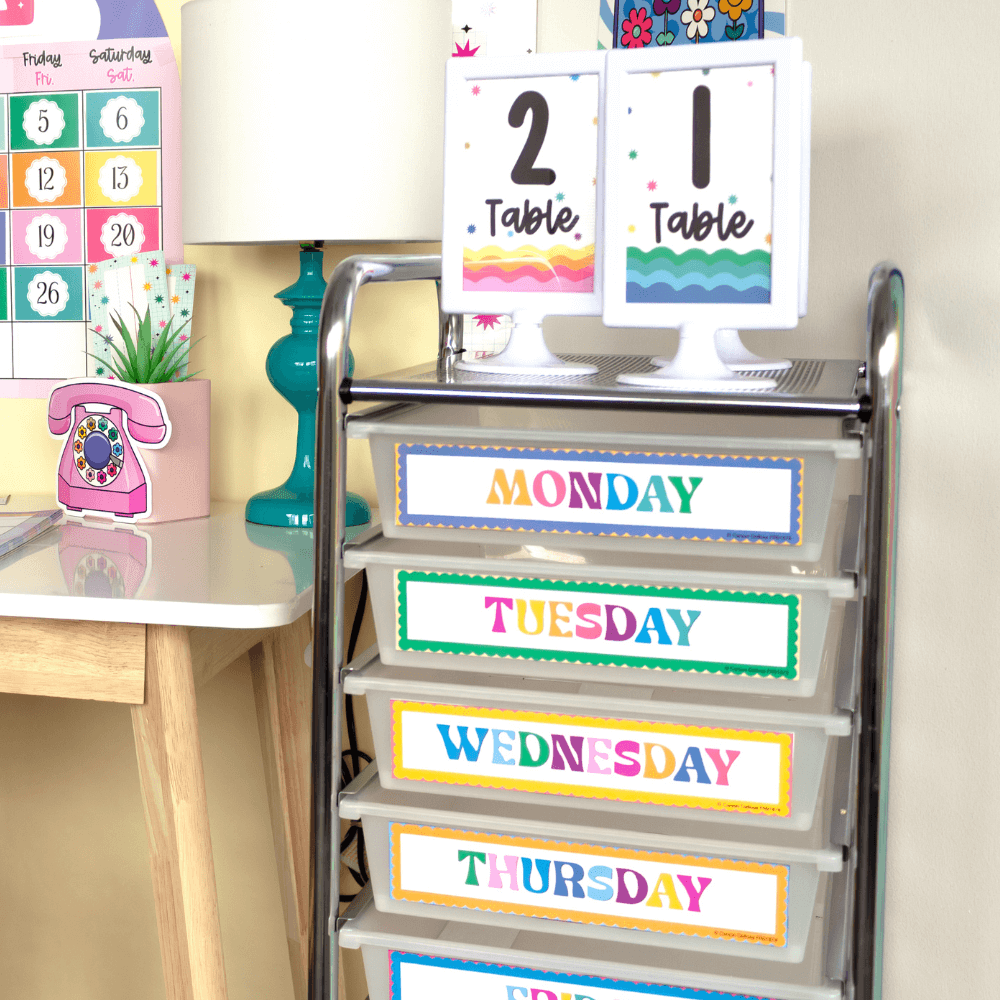 Editable Retro Remix Drawer Cart Labels | Carson Dellosa