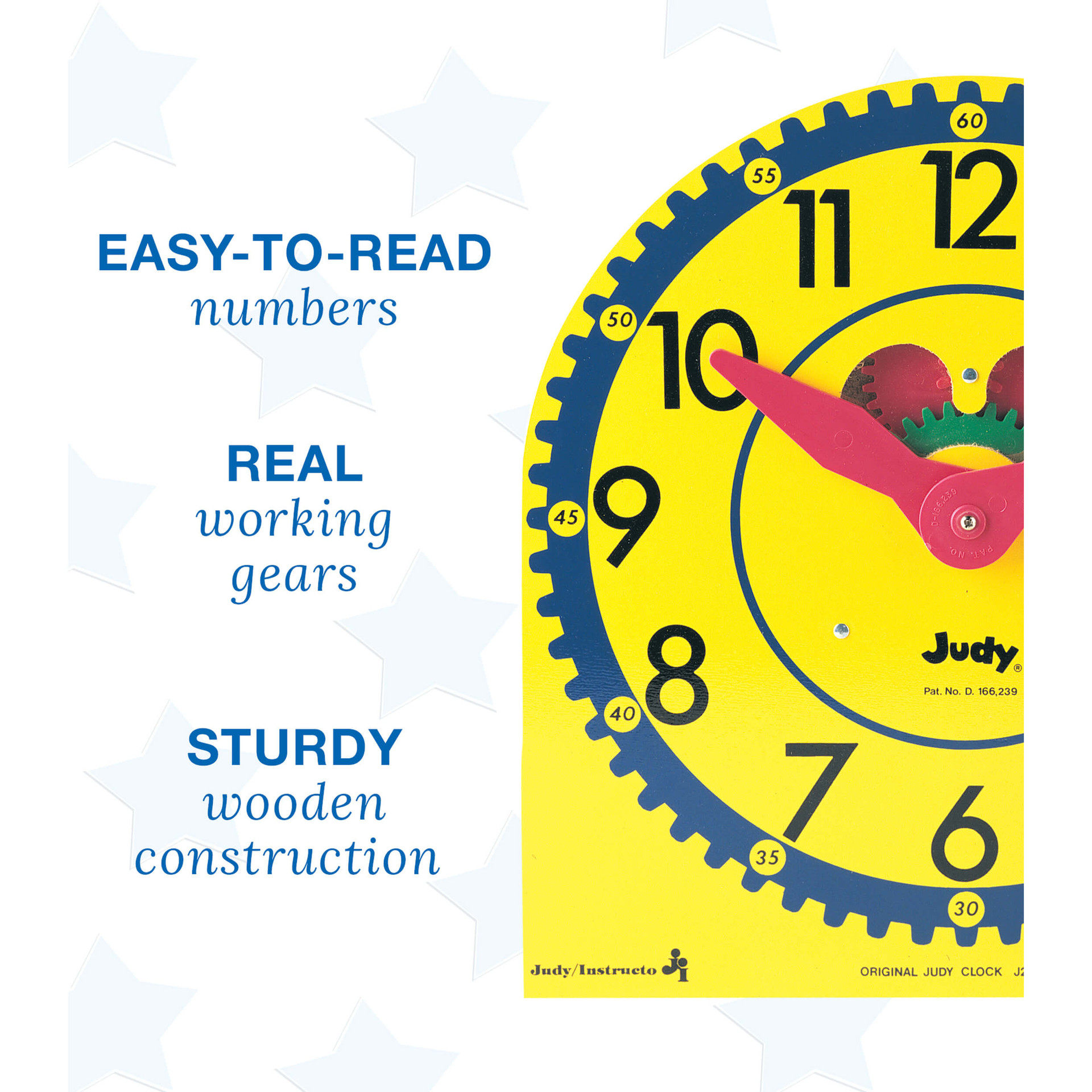 Grade K-3 13.5" x 13" Large Wooden Judy® Clock