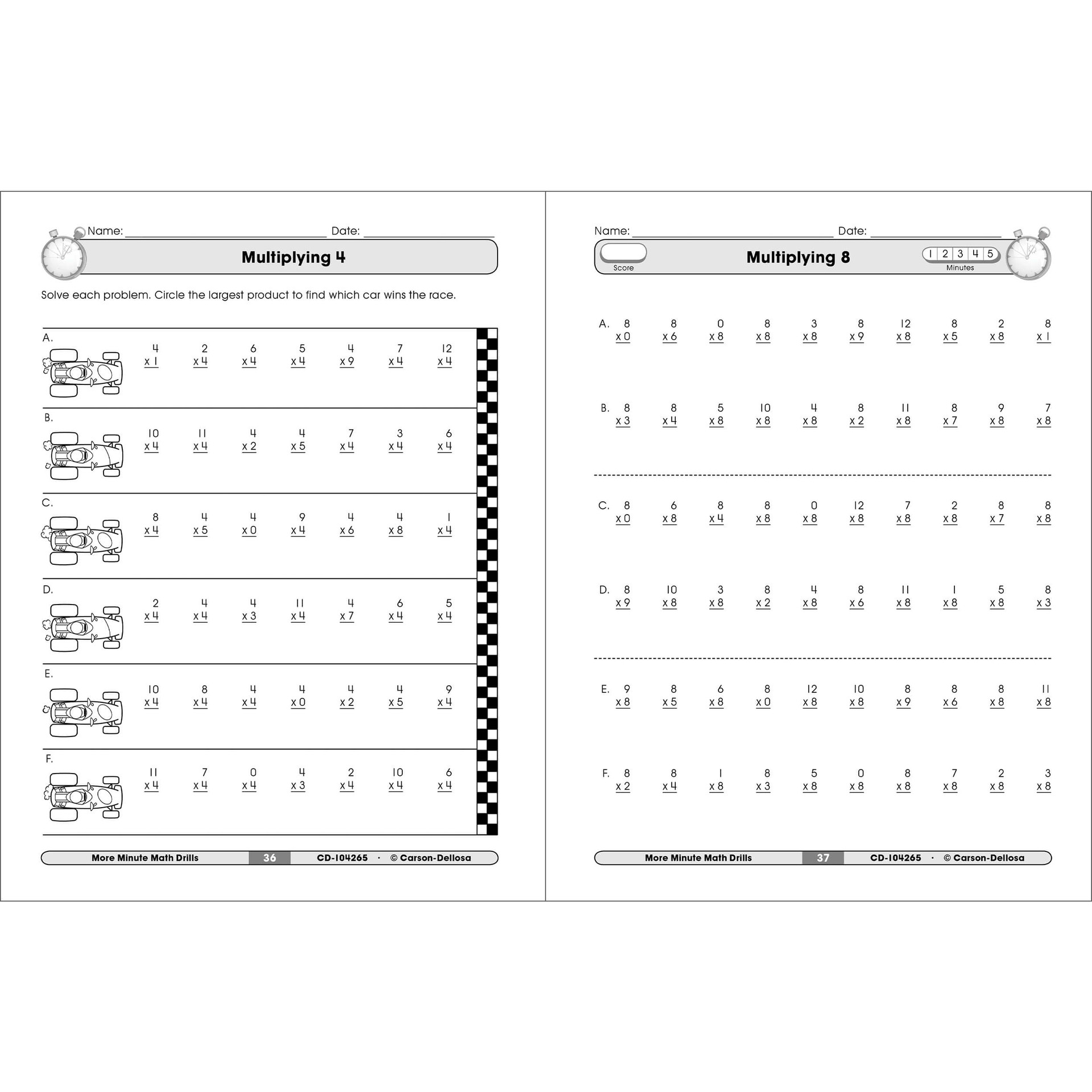 Grade 3-6 More Minute Math Drills Resource Book Paperback