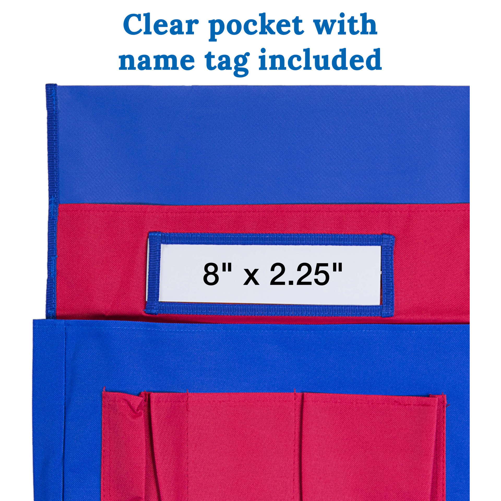 Chairback Buddy™ Blue and Red Pocket Chart Storage