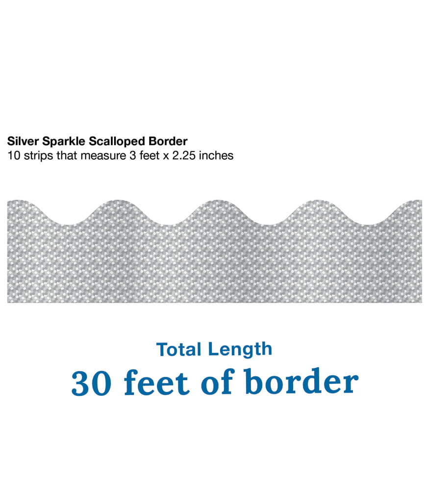 Silver Sparkle Scalloped Bulletin Board Borders 39'