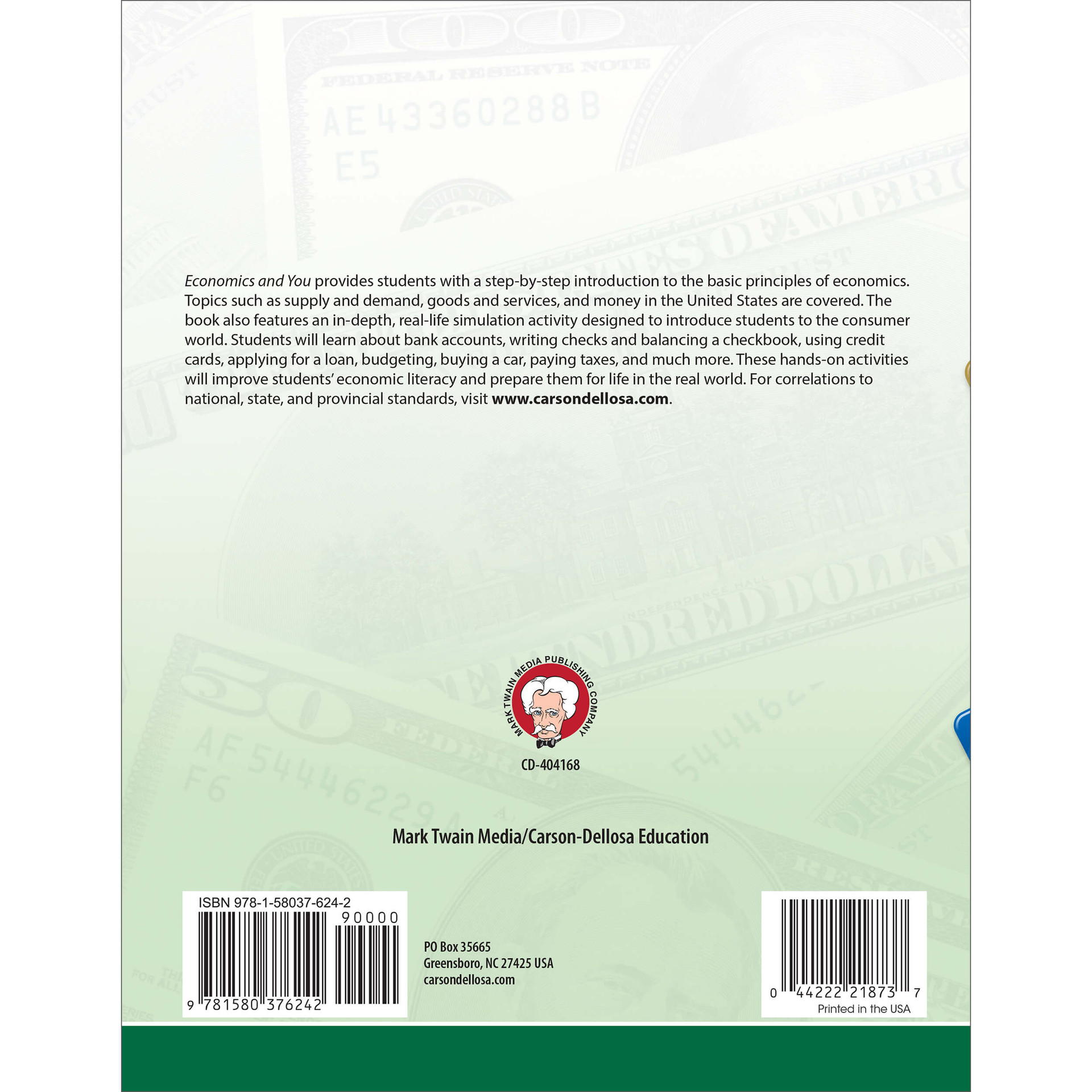 Grade 5-8 Economics and You Resource Book Paperback
