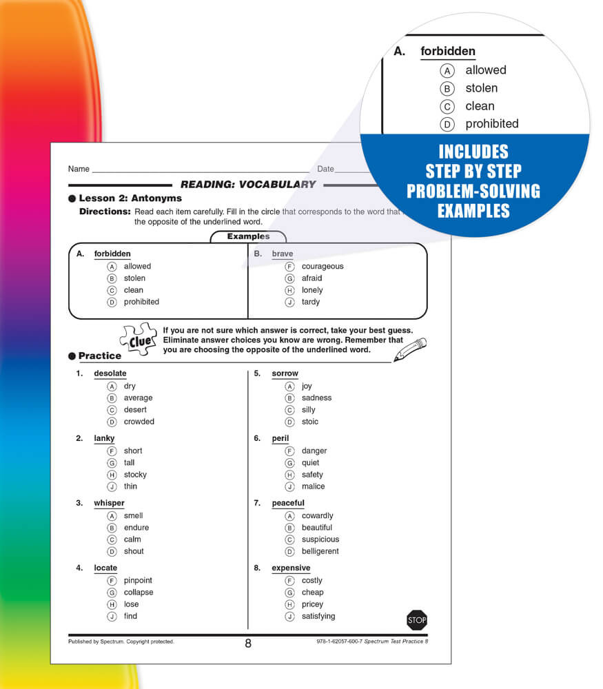 Spectrum Test Practice Workbook Grade 8 eBook