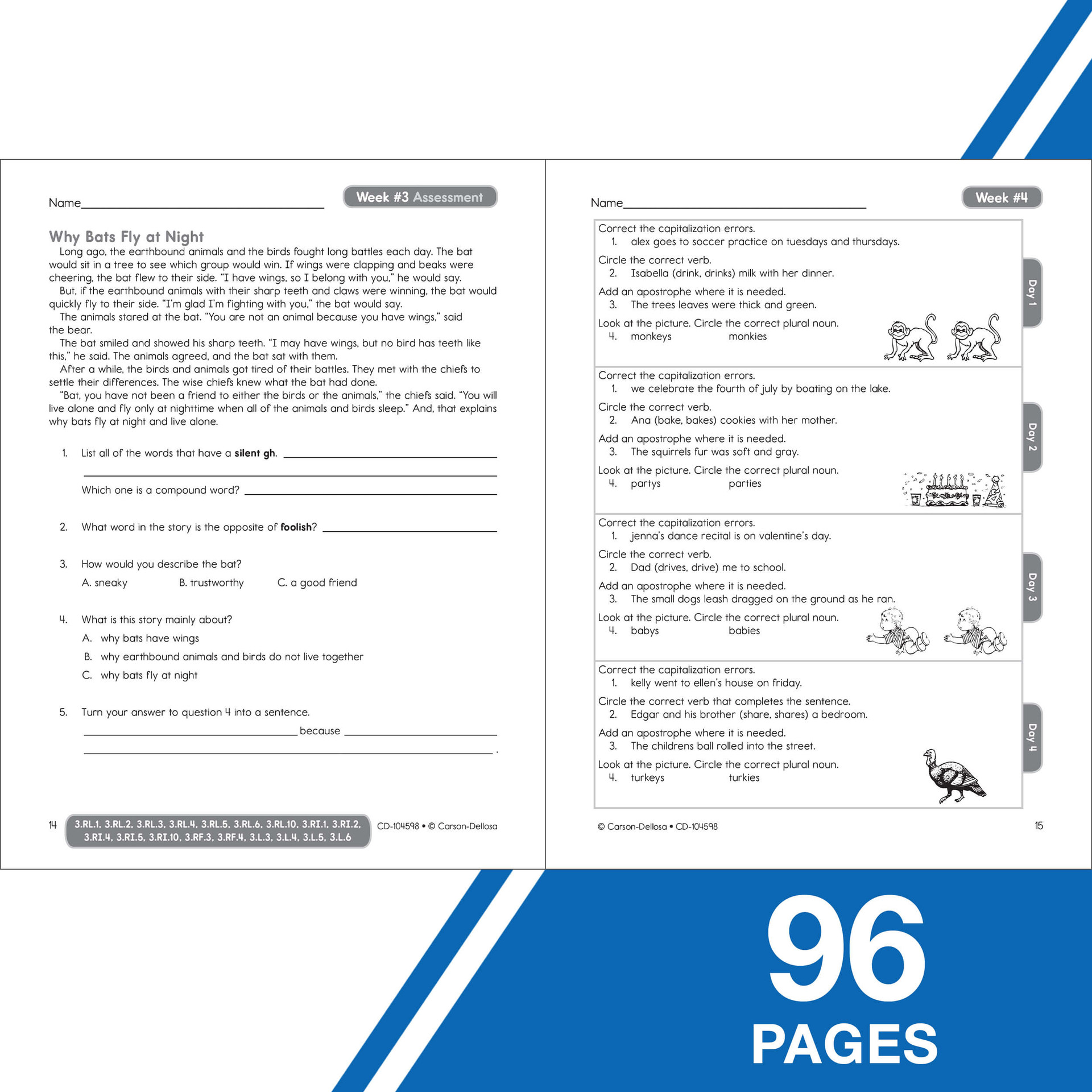 Grade 3 Common Core Language Arts 4 Today Workbook eBook