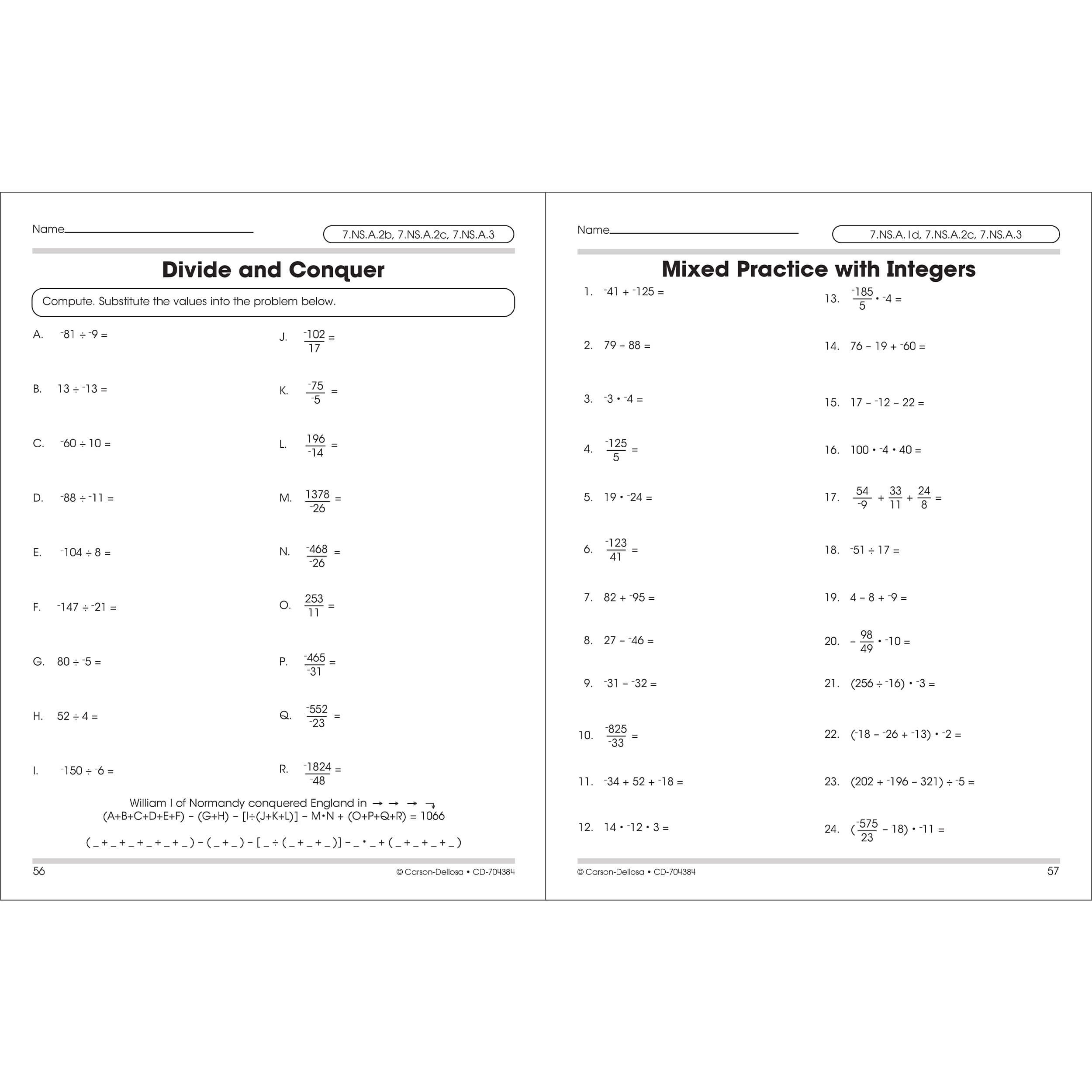 Grade 6-8 Pre-Algebra Workbook Paperback