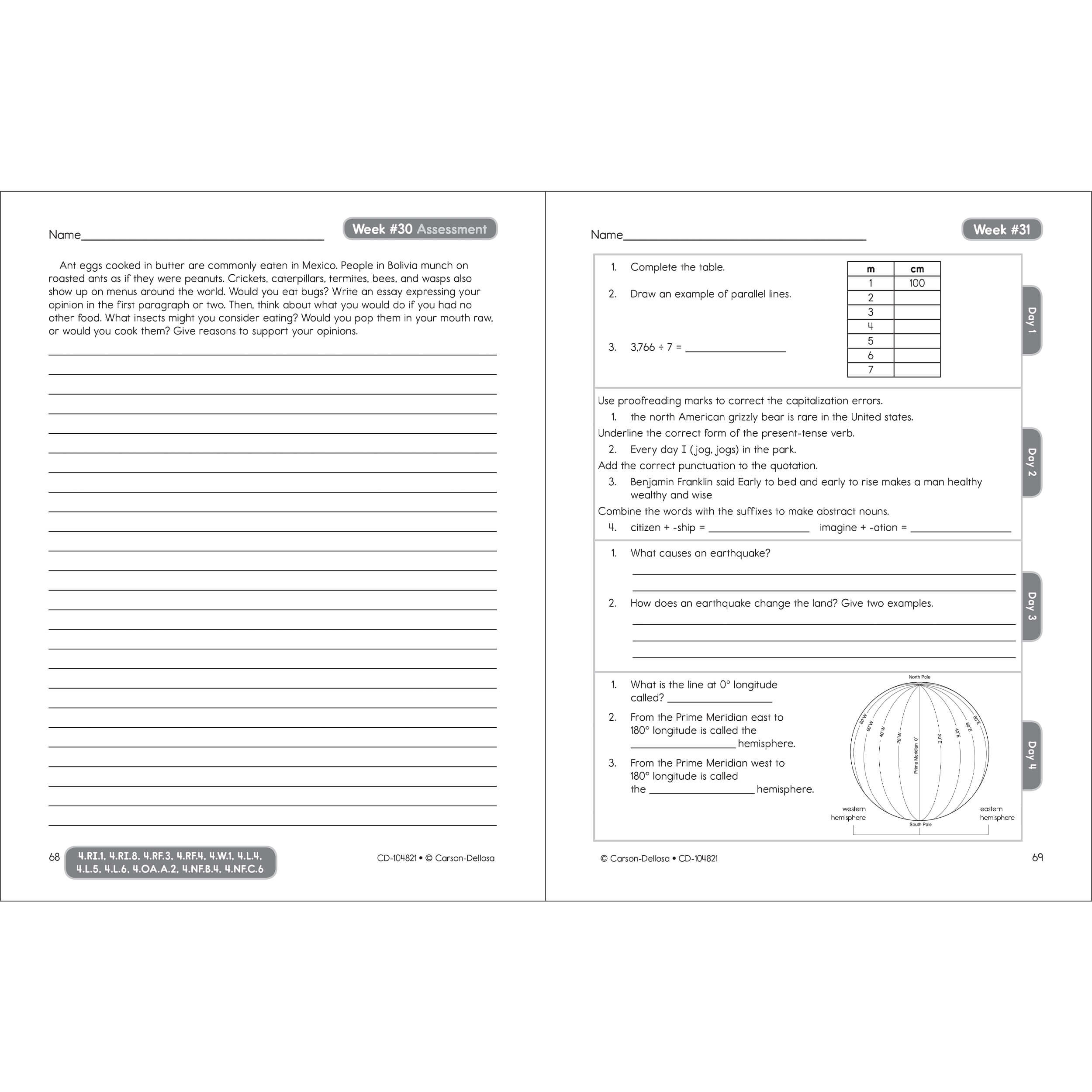 Grade 4 Common Core Fourth Grade 4 Today Workbook eBook
