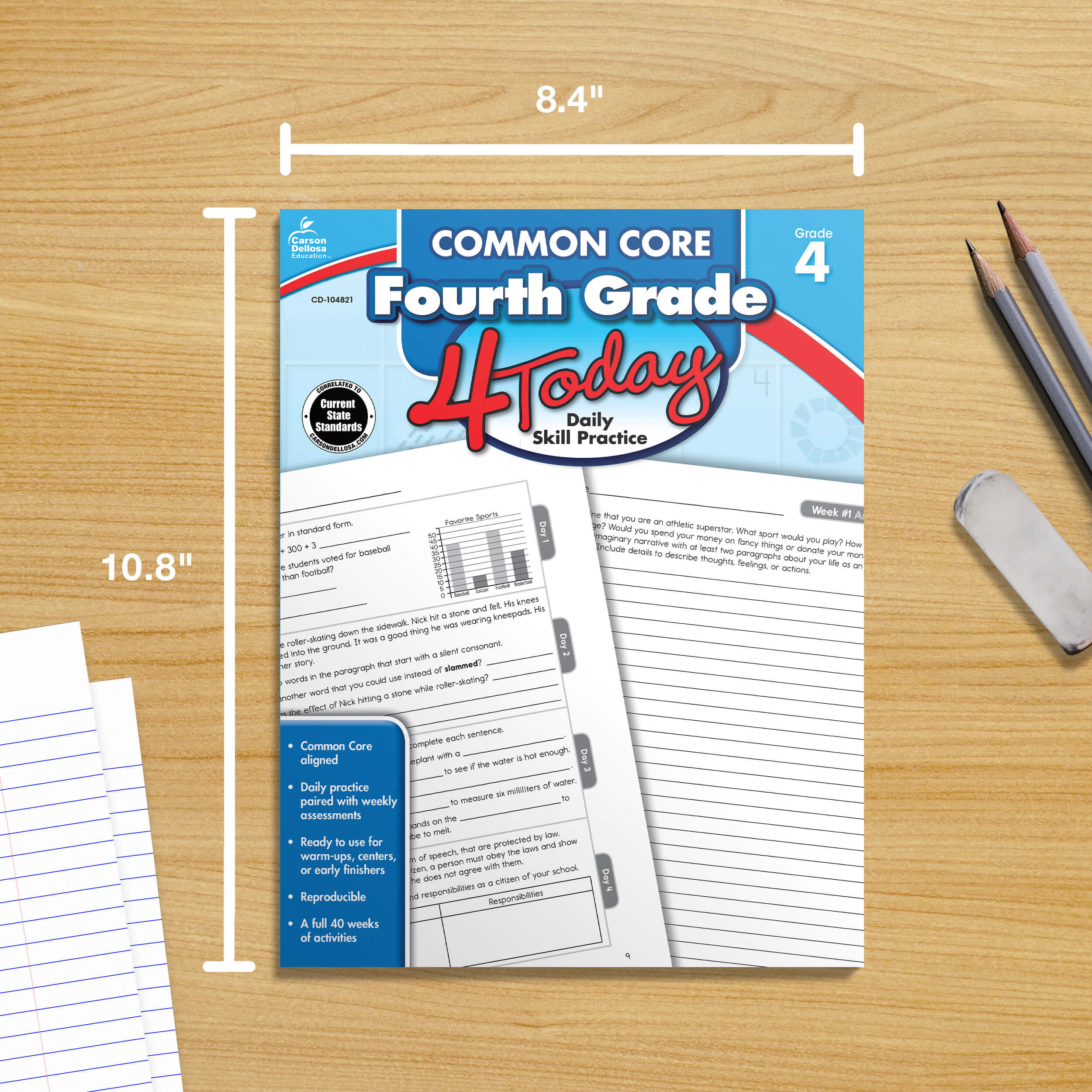 Grade 4 Common Core Fourth Grade 4 Today Workbook eBook