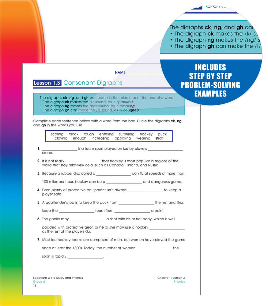 Grade 6 Spectrum Word Study and Phonics Workbook Paperback