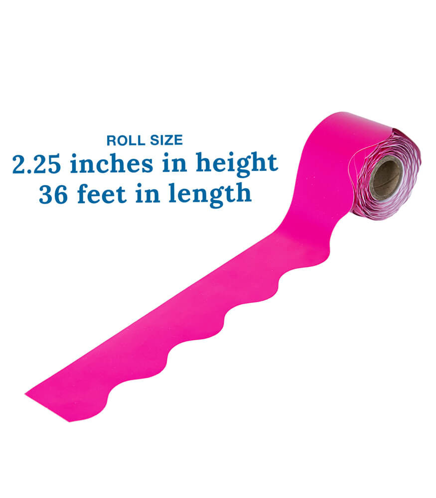 36' Hot Pink Rolled Scalloped Bulletin Board Borders 36'