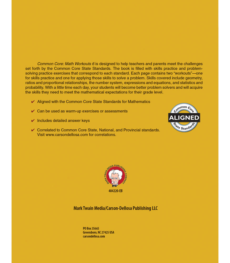 Grade 6 Common Core Math Workouts Resource Book eBook