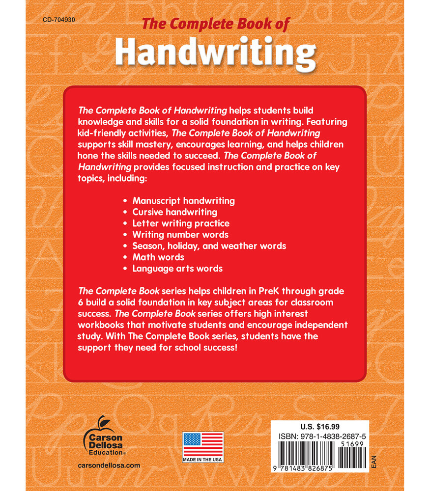 Grade K-3 The Complete Book of Handwriting Workbook eBook