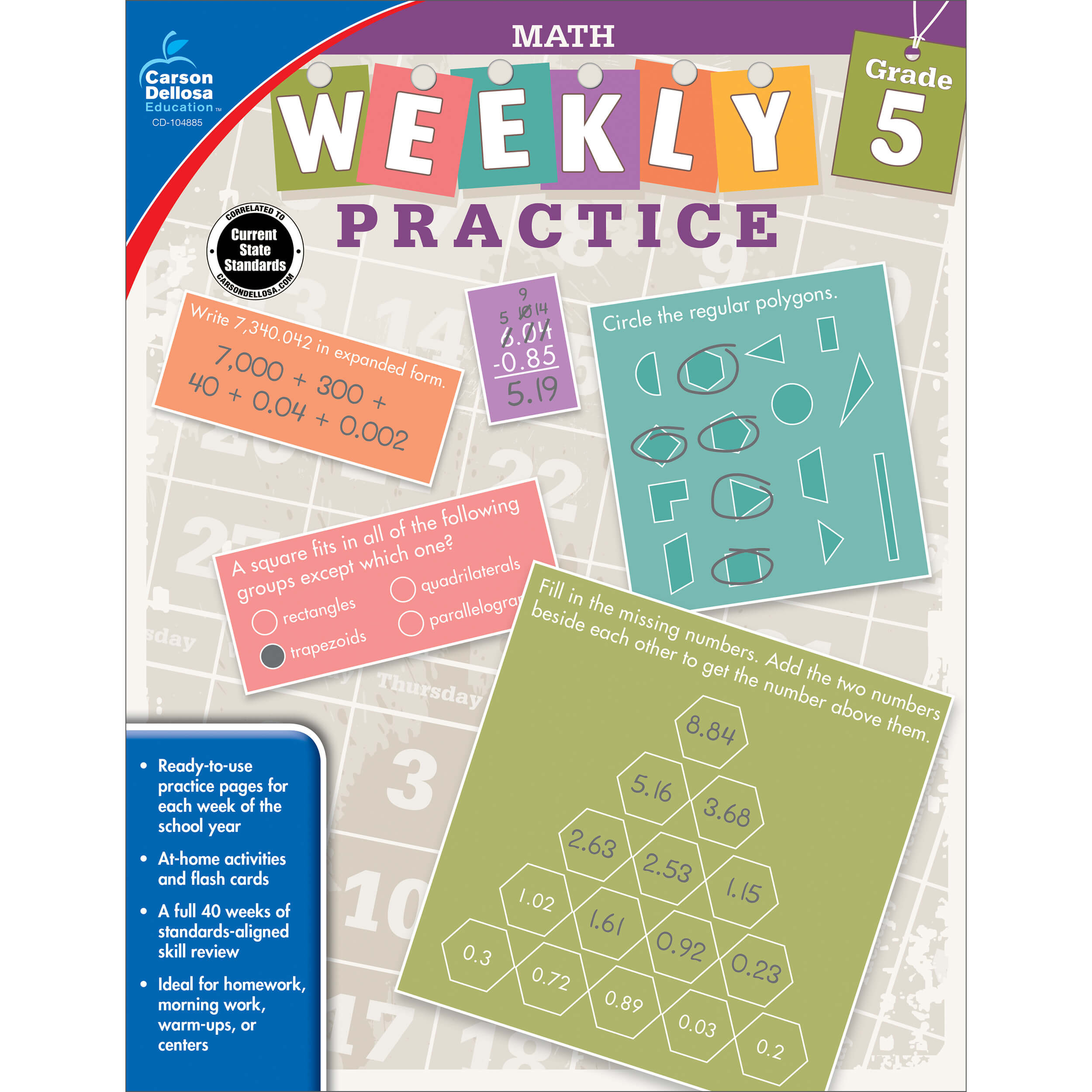 Grade 5 Weekly Practice: Math Workbook Paperback