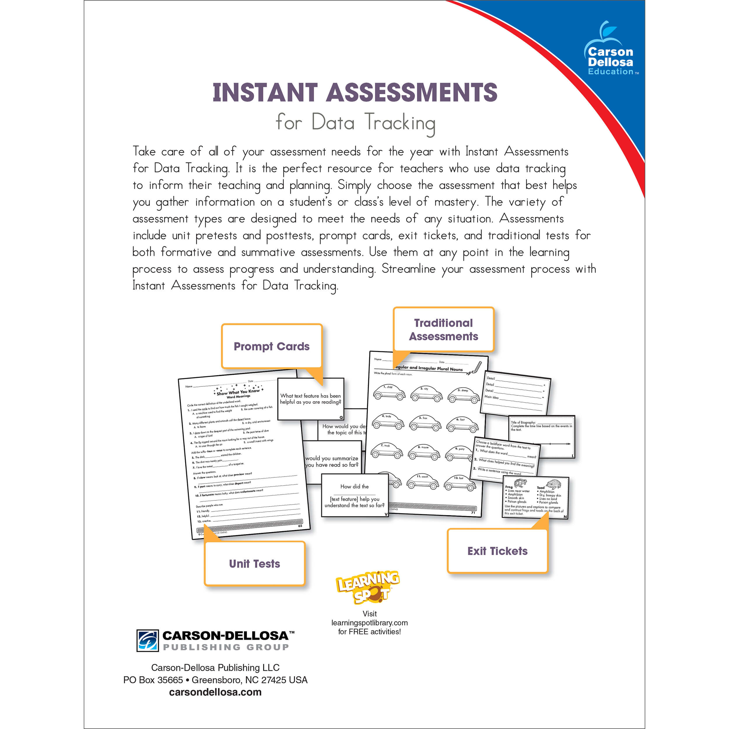 Grade 3 Language Arts Instant Assessments for Data Tracking Resource ...