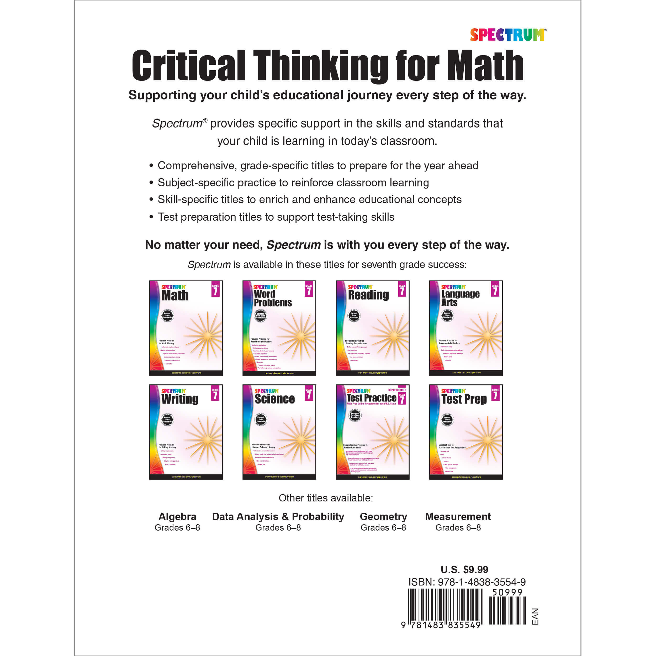 Grade 7 Spectrum Critical Thinking for Math Workbook eBook (PDF)