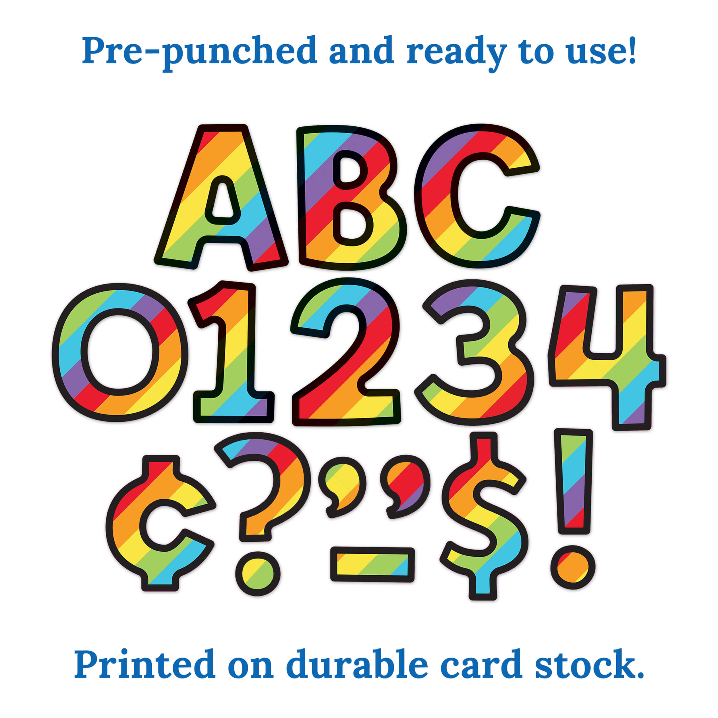 4in Rainbow Stripe Combo Pack Bulletin Board Letters