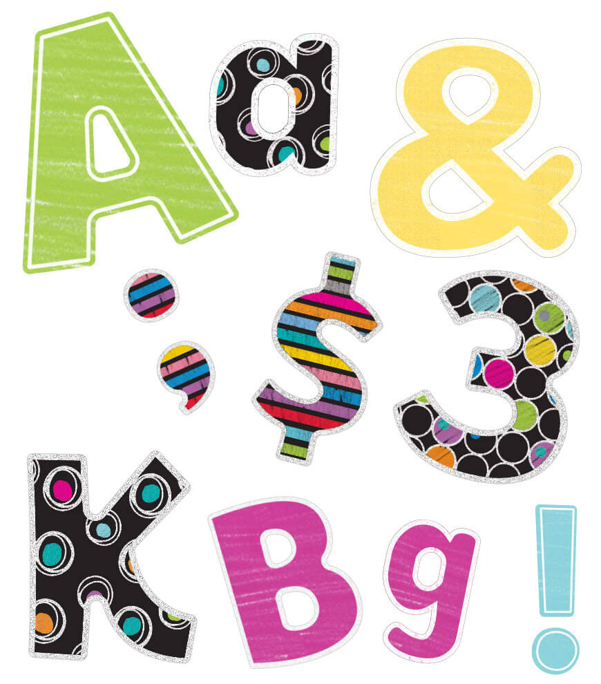 Colorful Chalkboard Combo Pack Printable Bulletin Board Letters