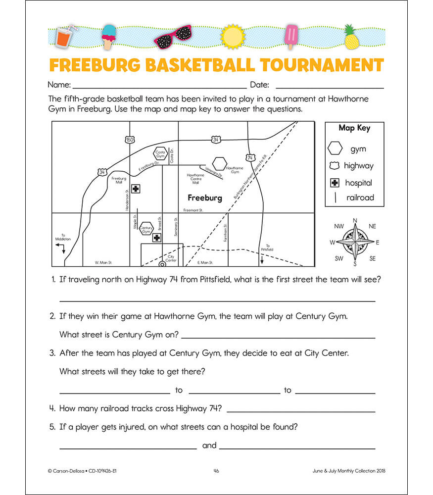 June and July Monthly Printable Collection Grade 5