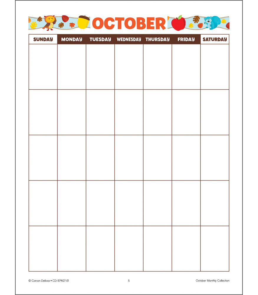 October Monthly Printable Collection Grade 4