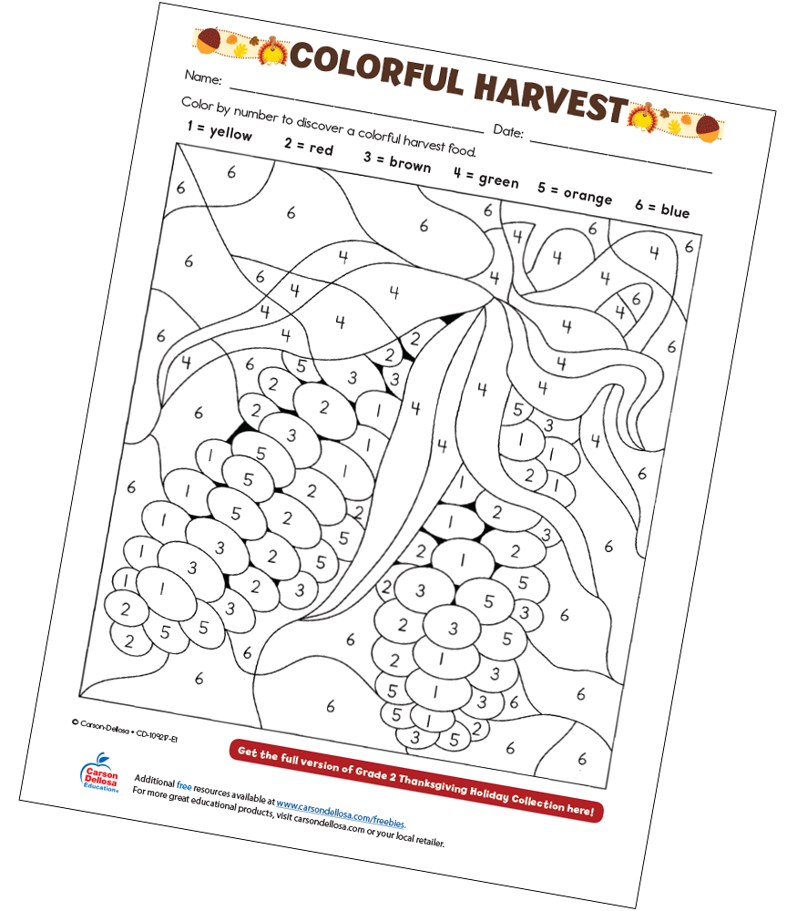 Colorful Harvest Free Printable | Carson Dellosa