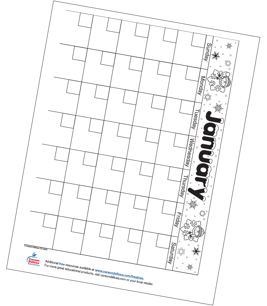 January Calendar Free Calendar | Carson Dellosa