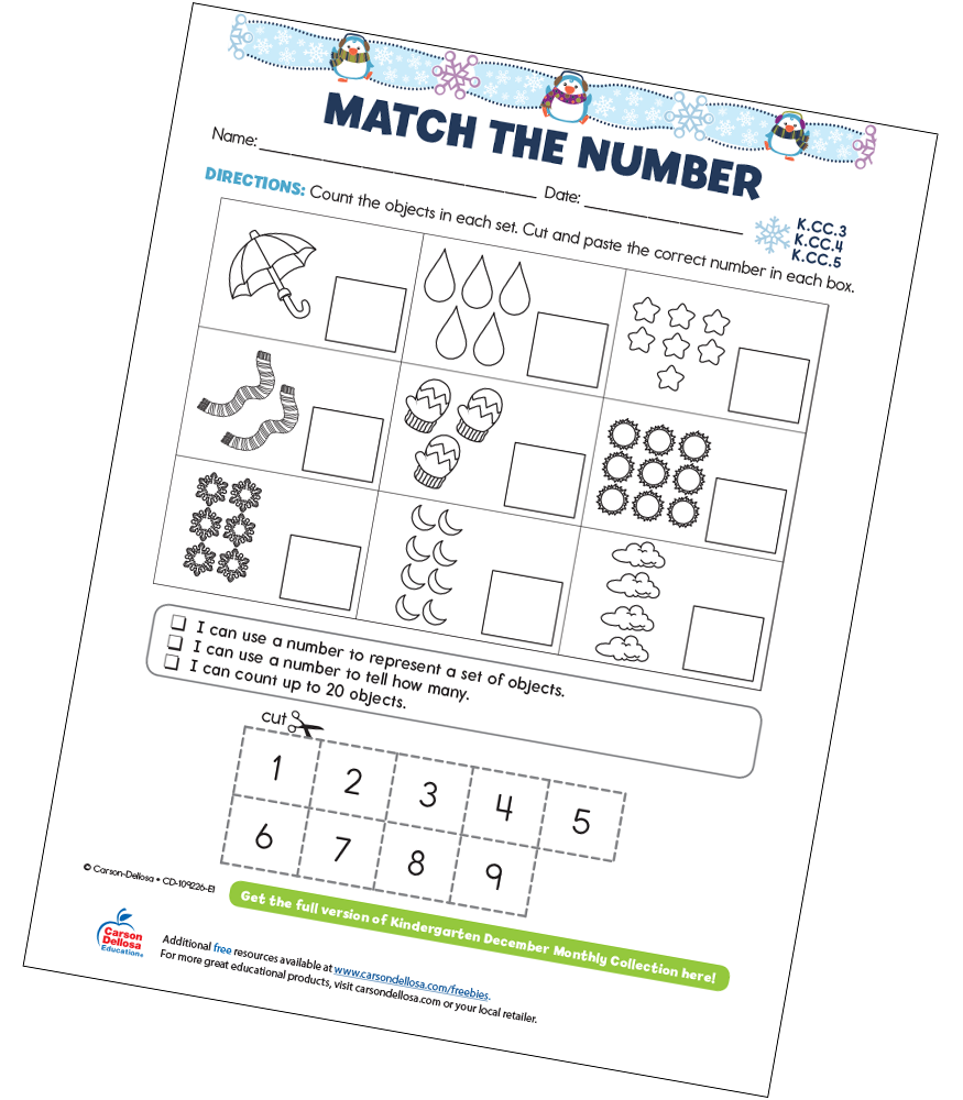 Match The Number Free Printable | Carson Dellosa