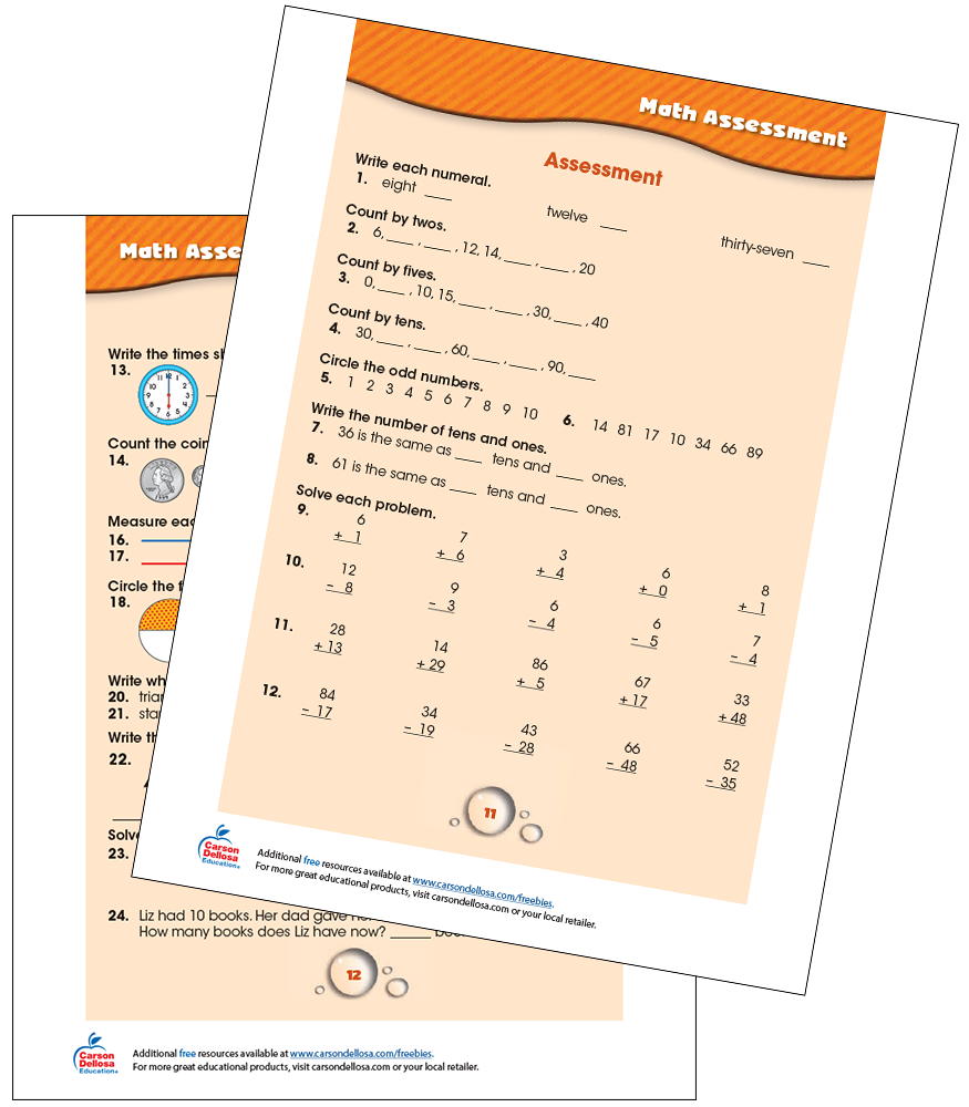Math Assessment Free Printable | Carson Dellosa