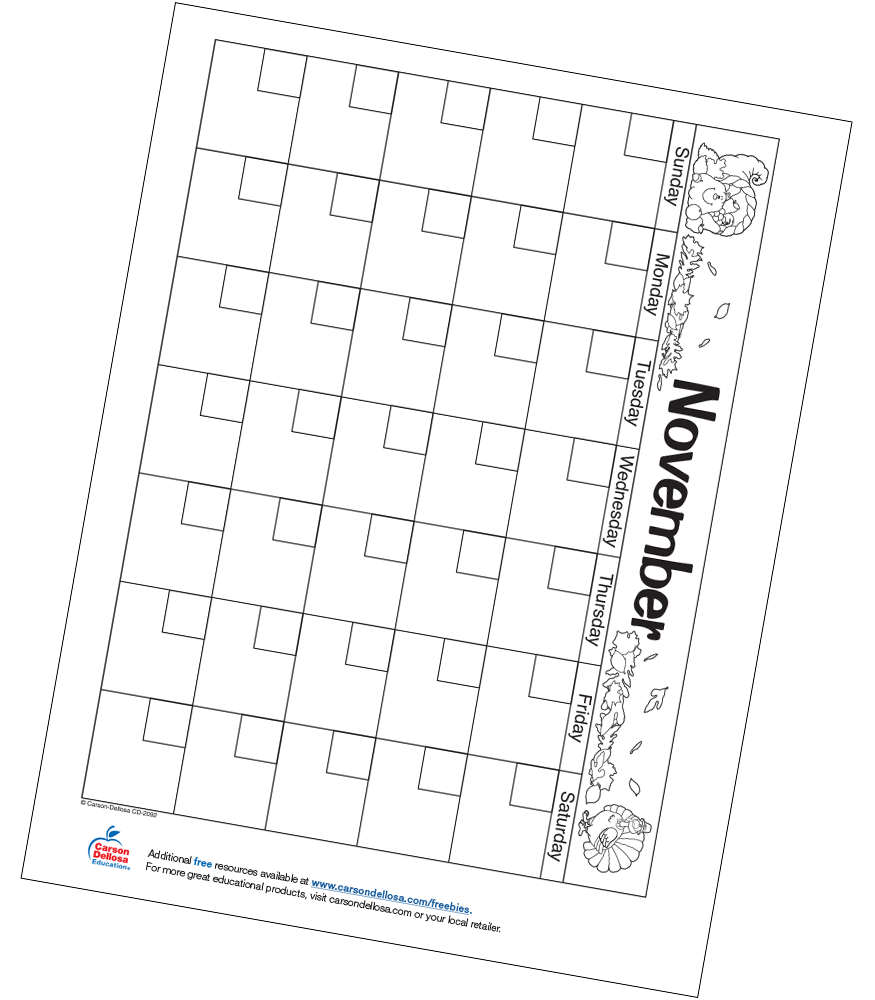 November Calendar Free Calendar | Carson Dellosa