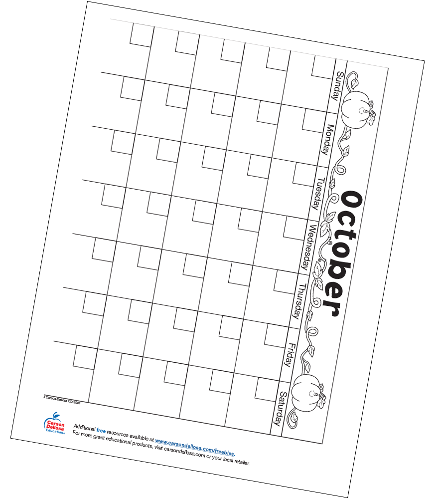 October Calendar Free Calendar | Carson Dellosa