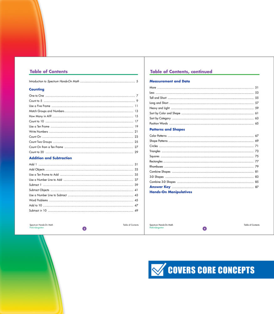 Grade PK-K Spectrum Hands-On Math Workbook Paperback
