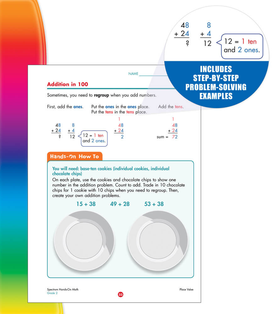 Grade 2 Spectrum Hands-On Math Workbook Paperback
