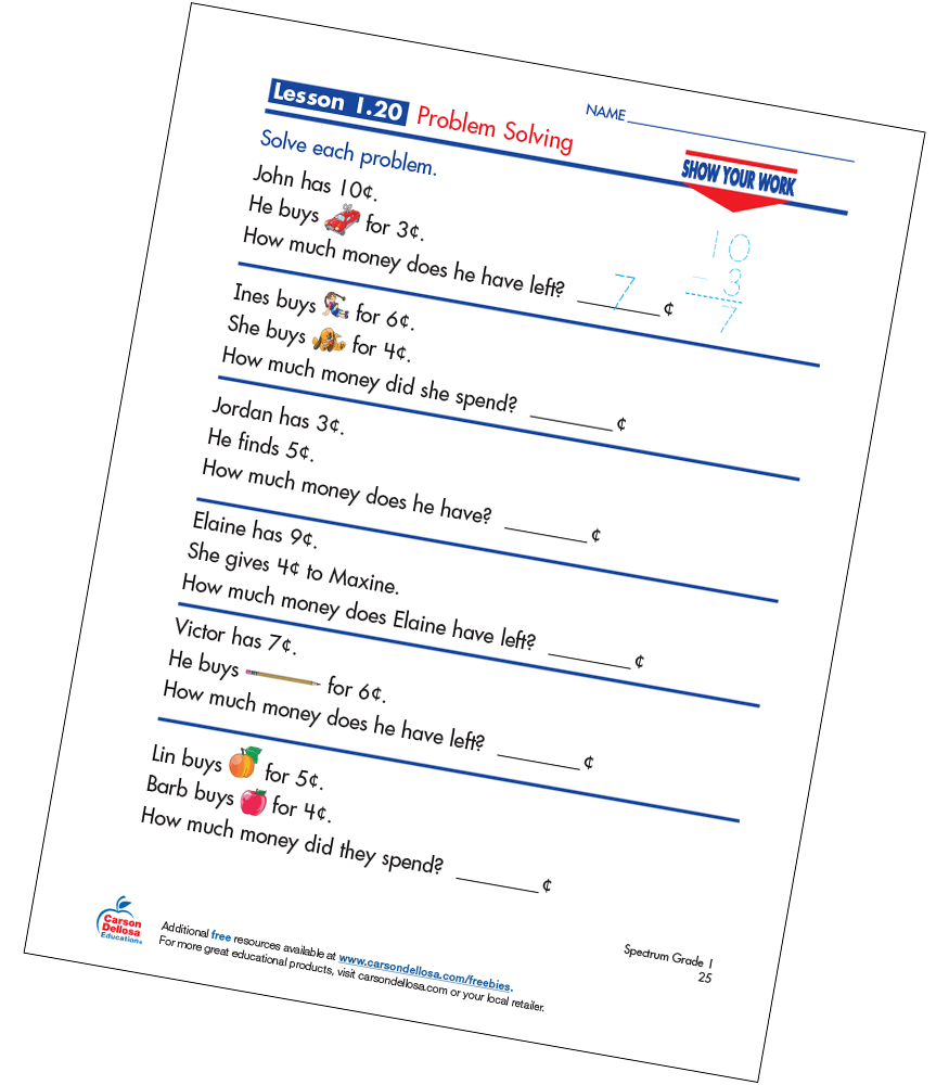 Math Problem Solving Free Printable | Carson Dellosa