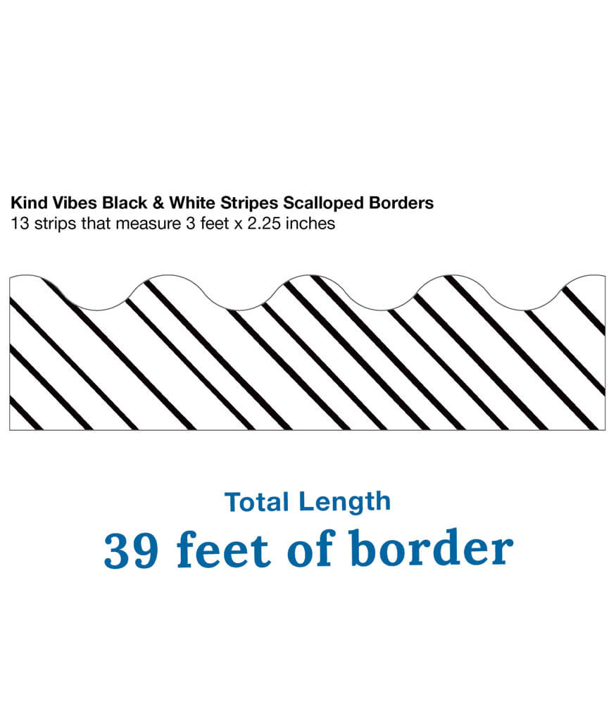 Black & White Stripes Scalloped Bulletin Board Borders