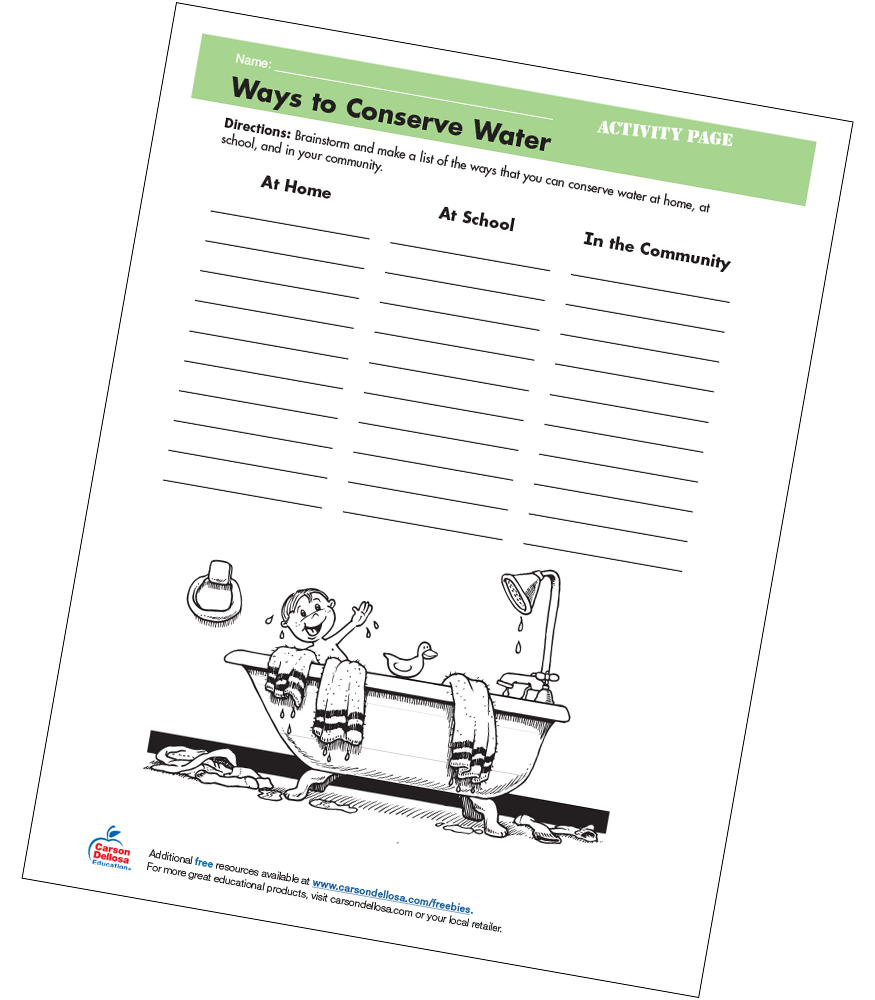 Ways to Conserve Water Free Printable | Carson Dellosa