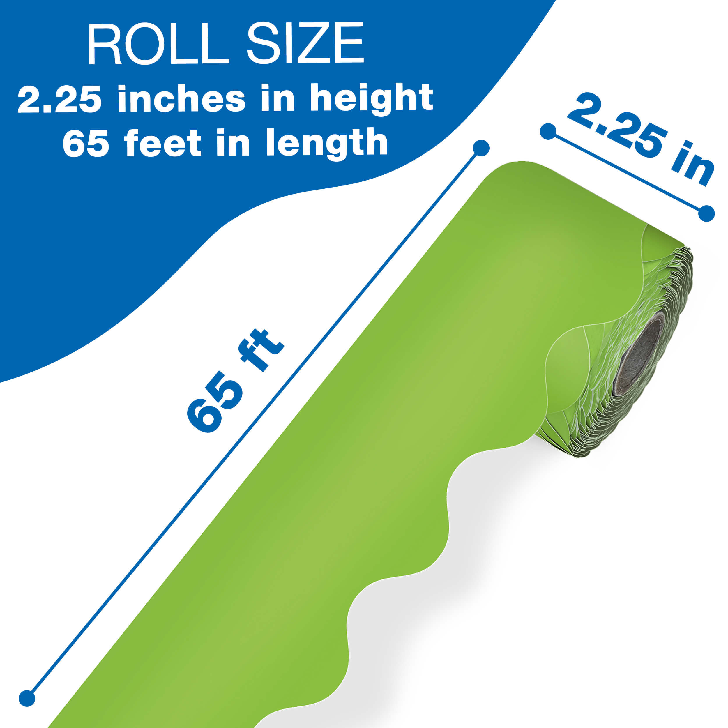 65' Lime Rolled Scalloped Bulletin Board Borders 65'